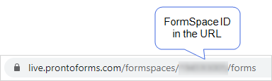 Find the FormSpace and Data Source IDs
