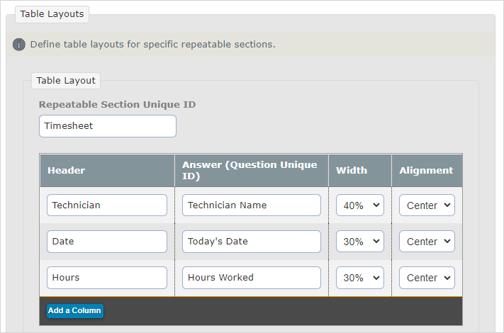 Standard layout options for PDF/Word/HTML documents