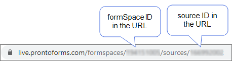 Find the FormSpace and Data Source IDs